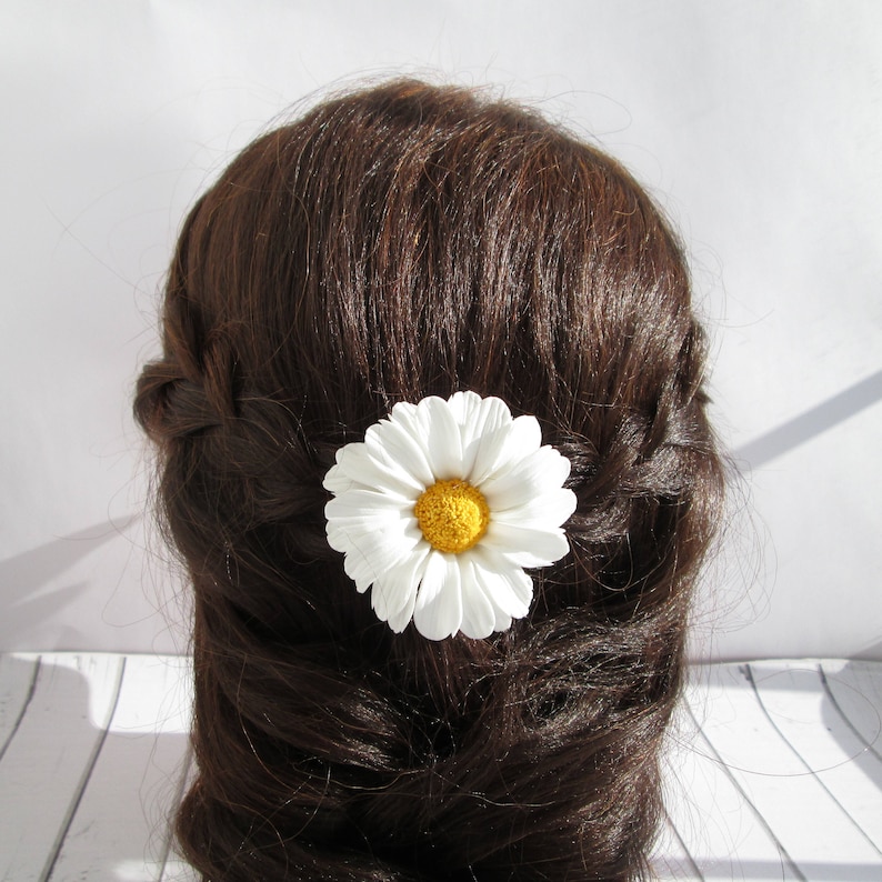Big White Daisy Hair Pin Accessories Summer Wedding Daisy | Etsy