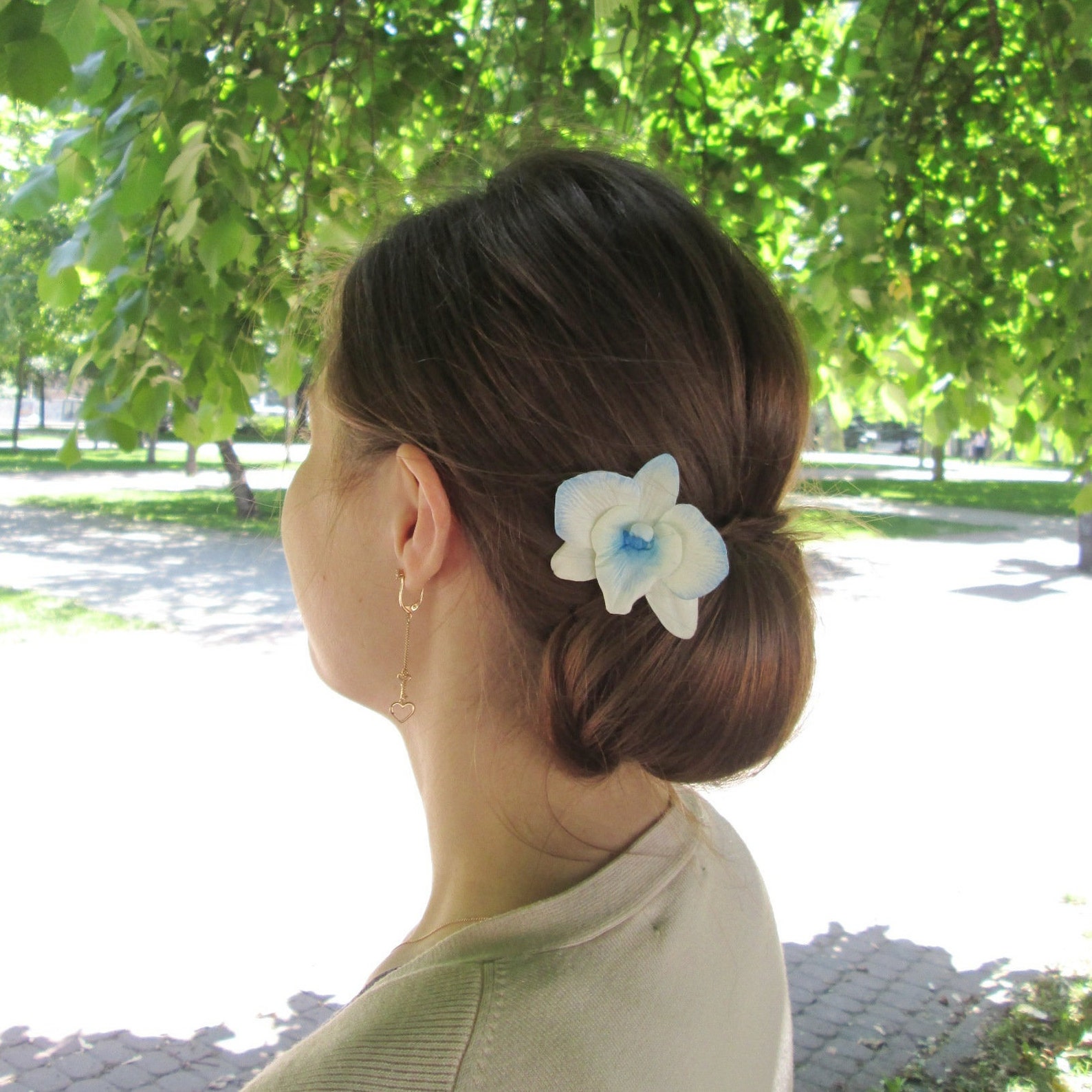 Dendrobium Orchid Hair Pin - Blue Orchid Hairpin - Wedding Hair Flower ...
