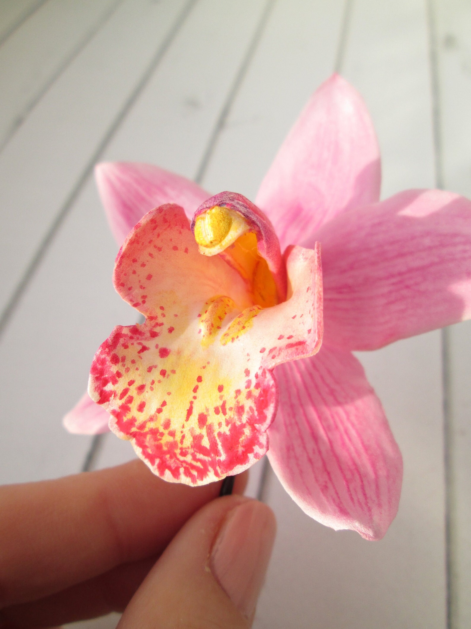 Pink Tropical Orchid Hair Pin - Cymbidium Orchid Bridal Hair Clip ...