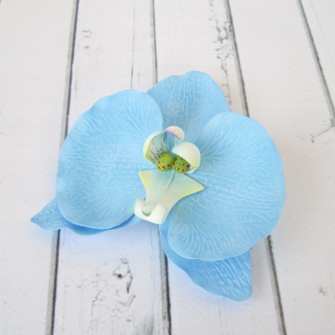 Light Blue Orchid Hair Pin - Sky Blue Hair Accessories - Flowers Hair ...