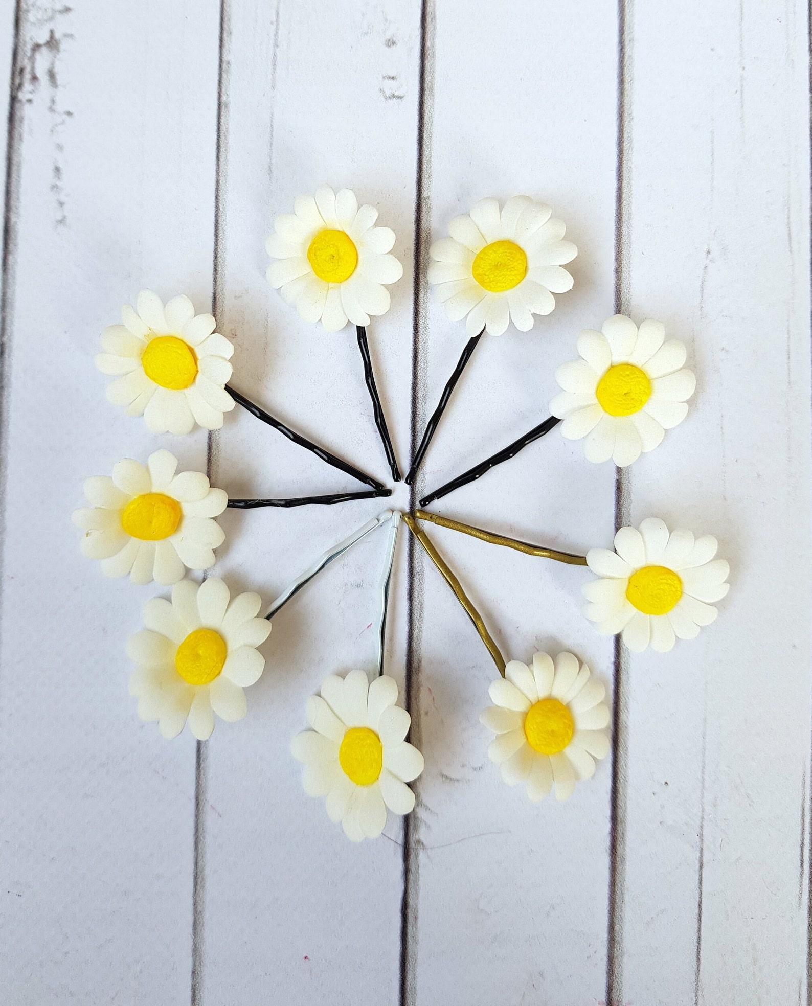 Set White Daisies Hair Pin Accessories - Daisy Flower Hair Clips ...