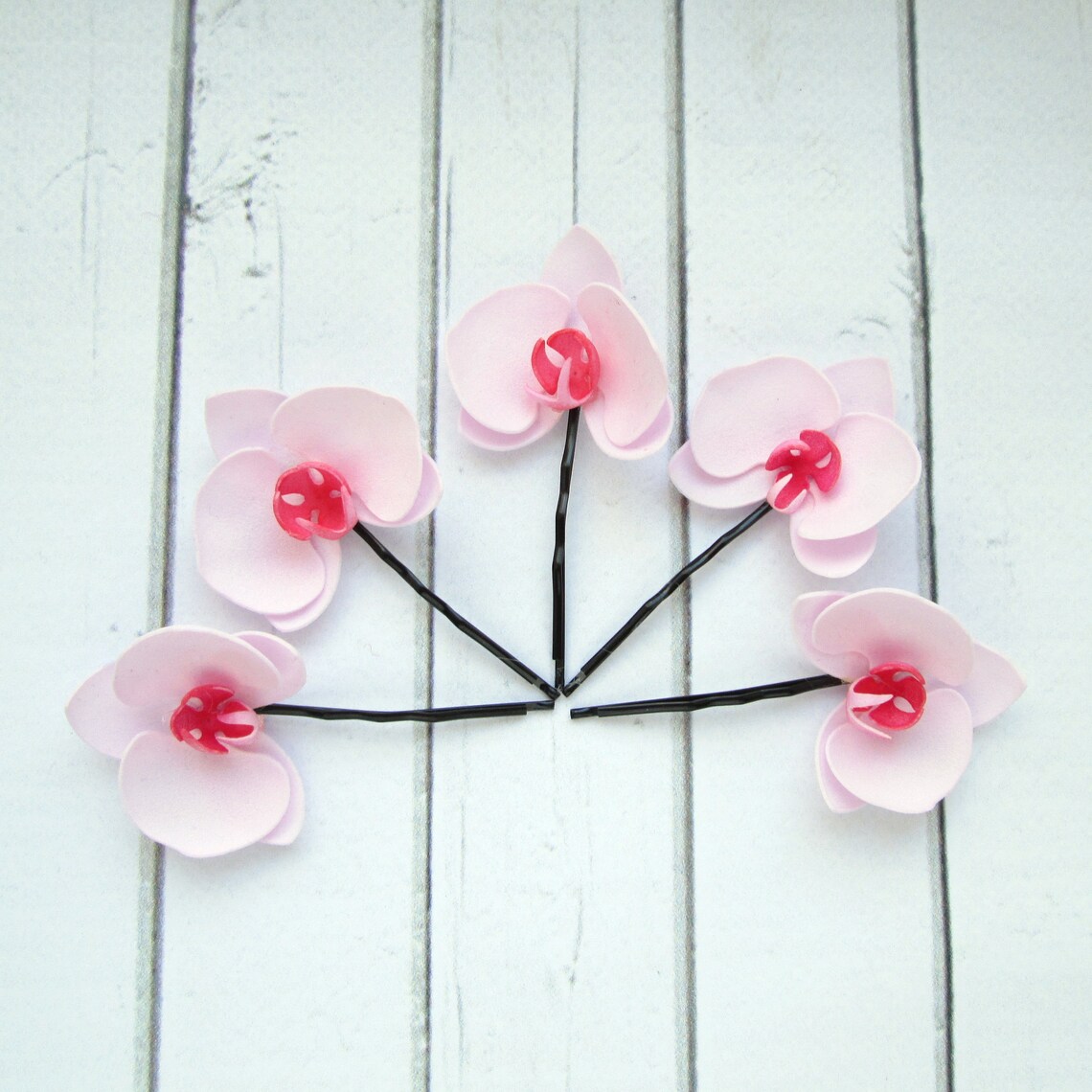 Small Orchid Hair Pin Bridal Flower Hairpin Pink Orchid | Etsy