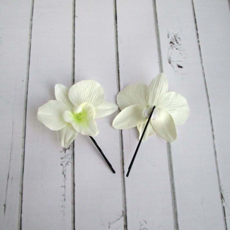Dendrobium Orchid Hair Pin - White Orchid Hairpin - Wedding Hair Flower ...