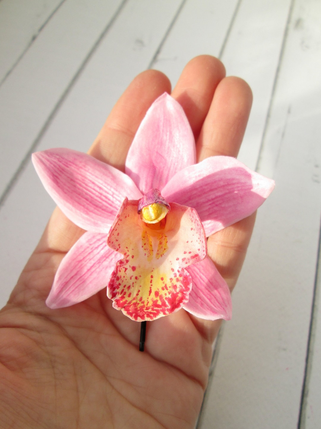 Pink Tropical Orchid Hair Pin - Cymbidium Orchid Bridal Hair Clip ...