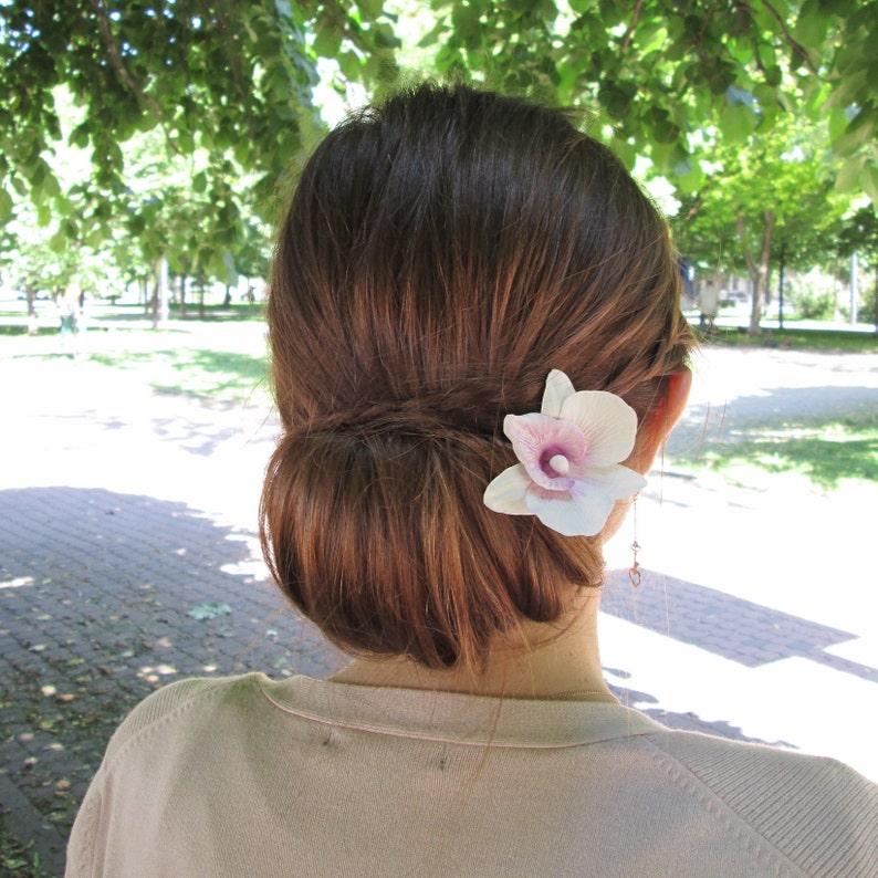 Dendrobium Orchid Hair Pin Purple White Orchid Hairpin - Etsy