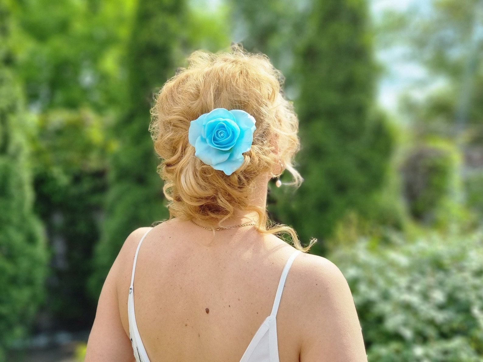 Light Blue Rose Hair Pin Aquamarine Rose Flower Hairpin - Etsy