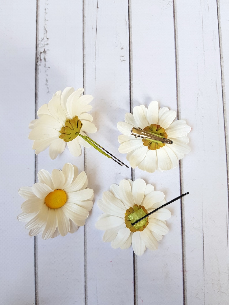 Big White Daisy Hair Pin Accessories - Summer Wedding Daisy Flower ...
