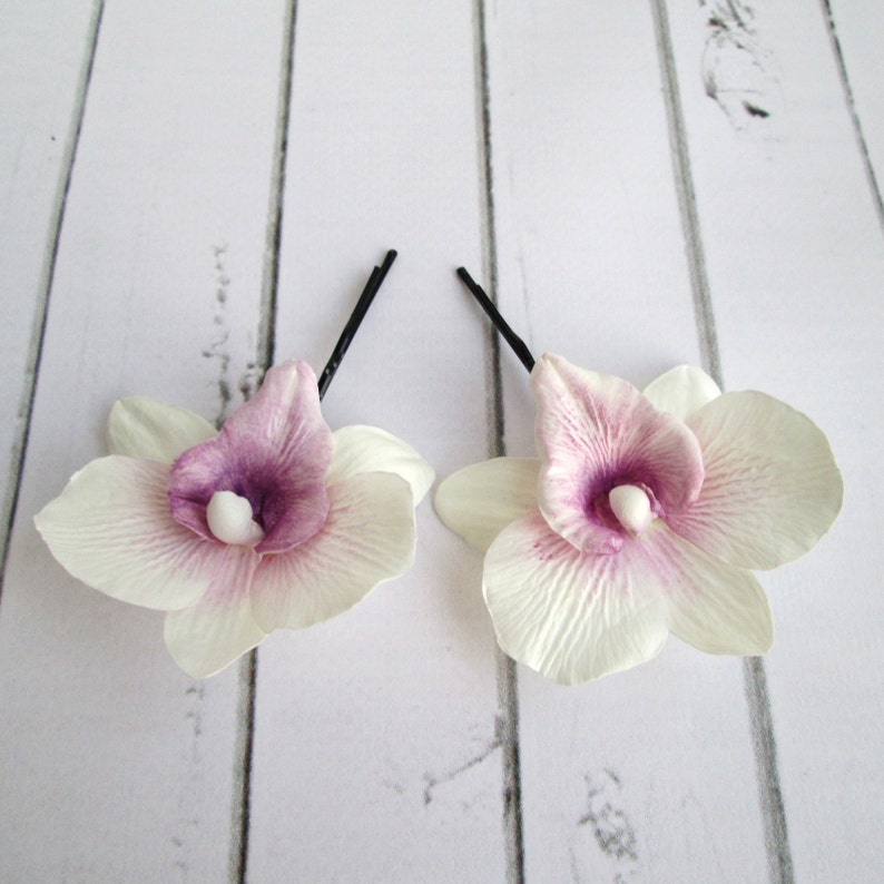 Dendrobium Orchid Hair Pin Purple White Orchid Hairpin - Etsy Australia