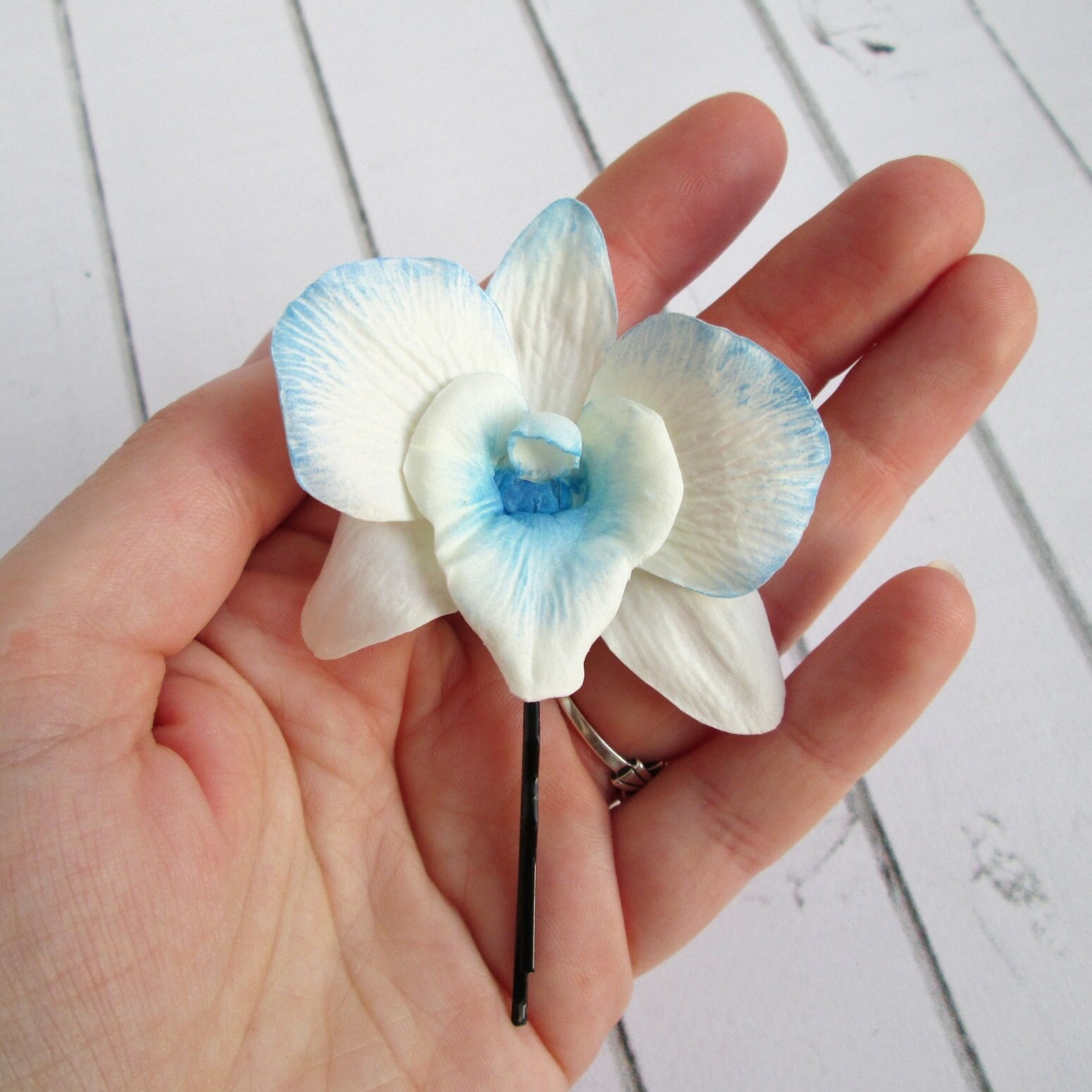 Dendrobium Orchid Hair Pin - Blue Orchid Hairpin - Wedding Hair Flower ...