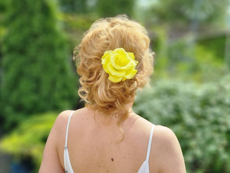 Yellow Rose Hairpin Flowers Hair Pin Flowers Hair | Etsy