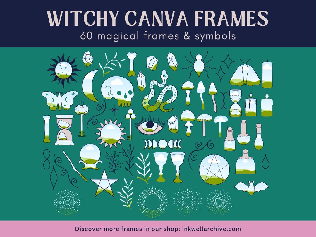 Celestial Witch Canva Frames, Witchcore Drag and Drop Custom Frames ...