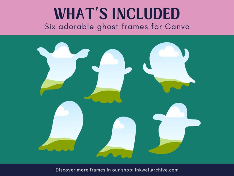 Custom Ghost Pngs From Canva Frames, Cute Ghost Maker Kit, Mix and ...