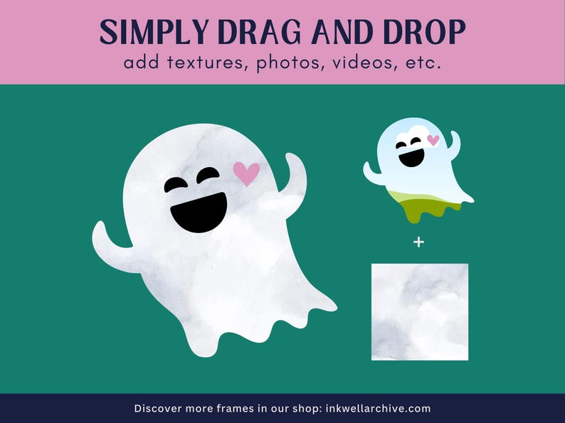 Custom Ghost Pngs From Canva Frames, Cute Ghost Maker Kit, Mix and ...