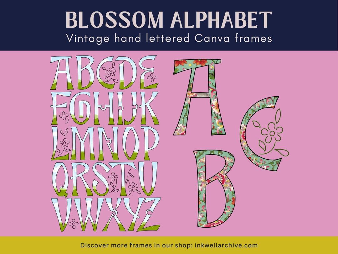 Canva Alphabet From Vintage Font, Uppercase Doodle Letters, Monogram ...