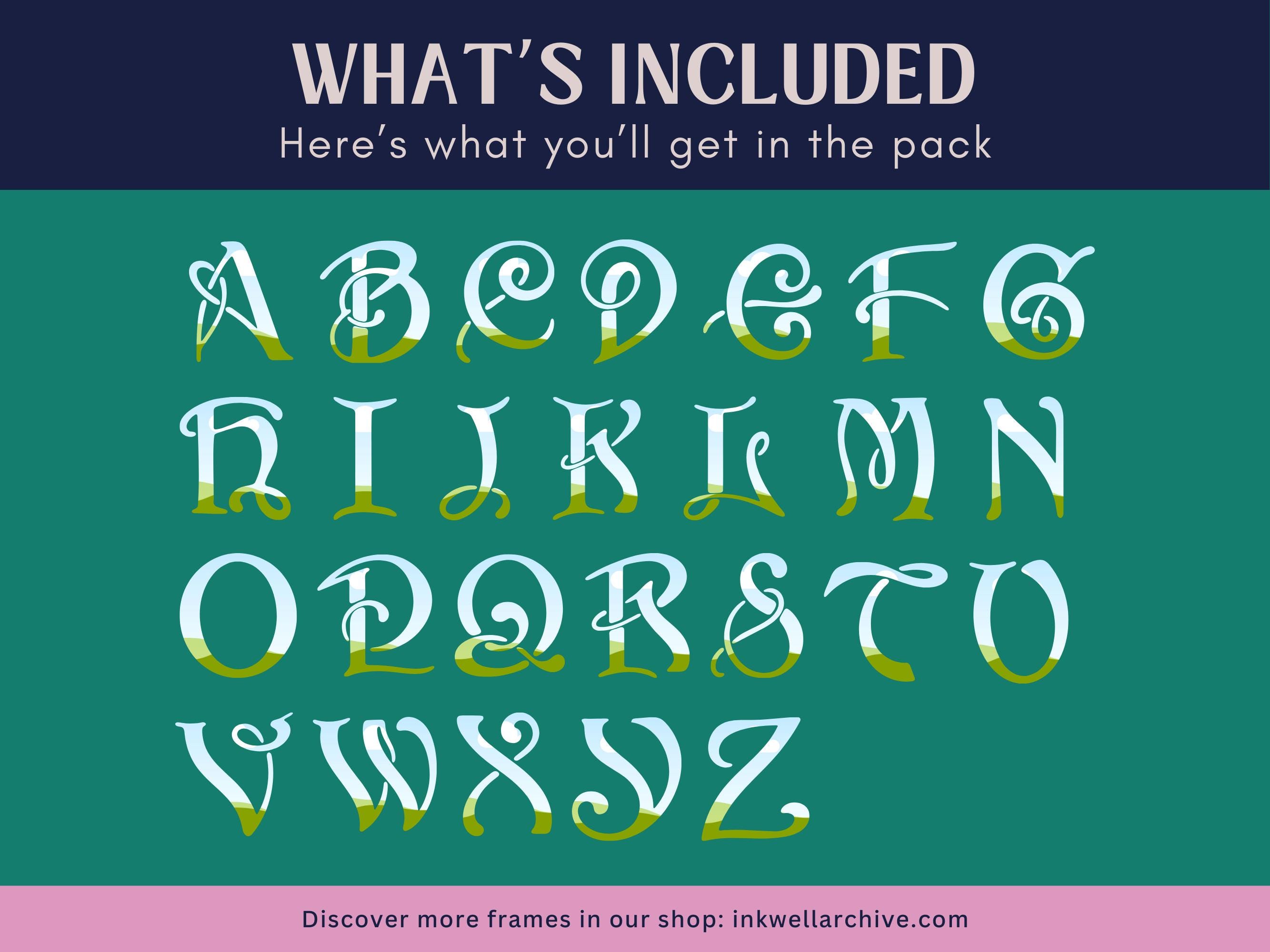 Canva Alphabet Frames With Vintage Flourish, Uppercase Monogram Letters ...