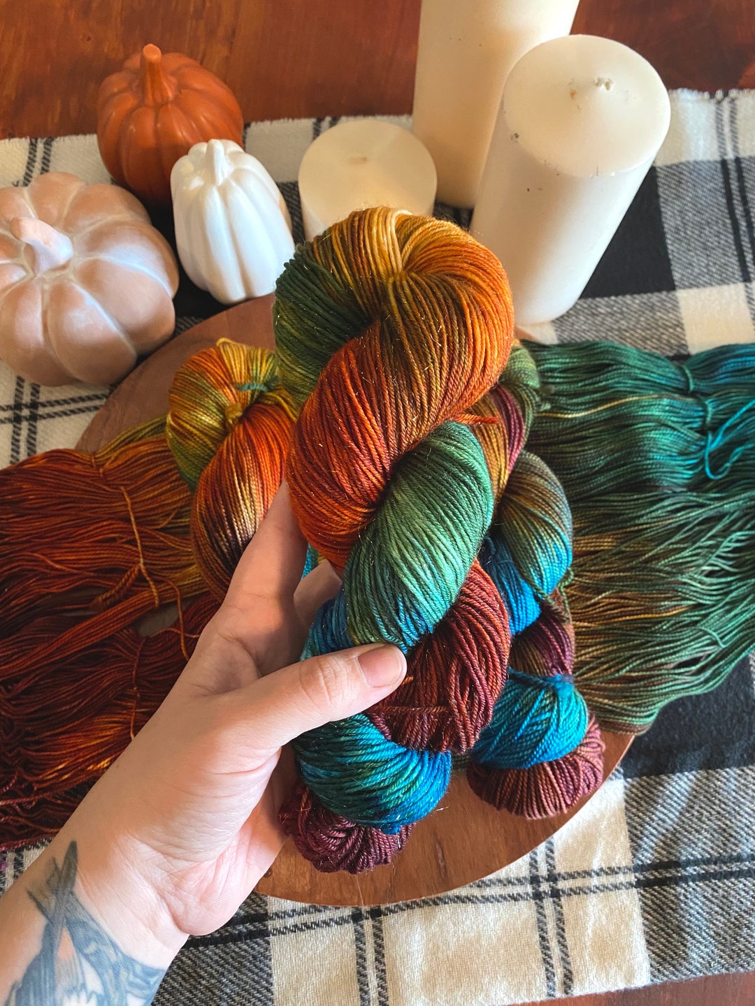 Pappy’s Flannel, Rainbow Variegated Yarn, Hand Dyed Yarn, Dyed to Order ...
