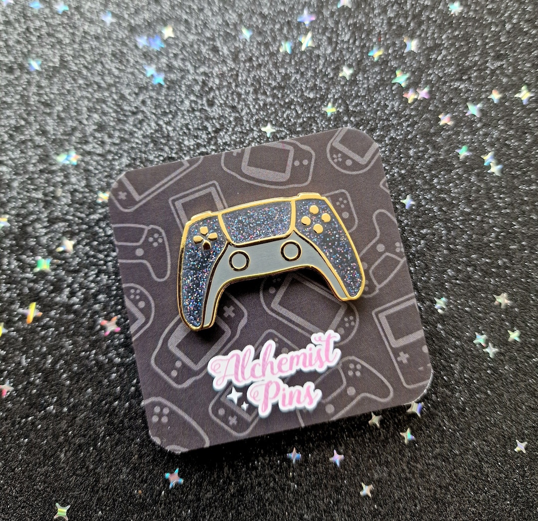 Mini Game Black Controller Glitter Enamel Pin - Gamer Gift - Etsy