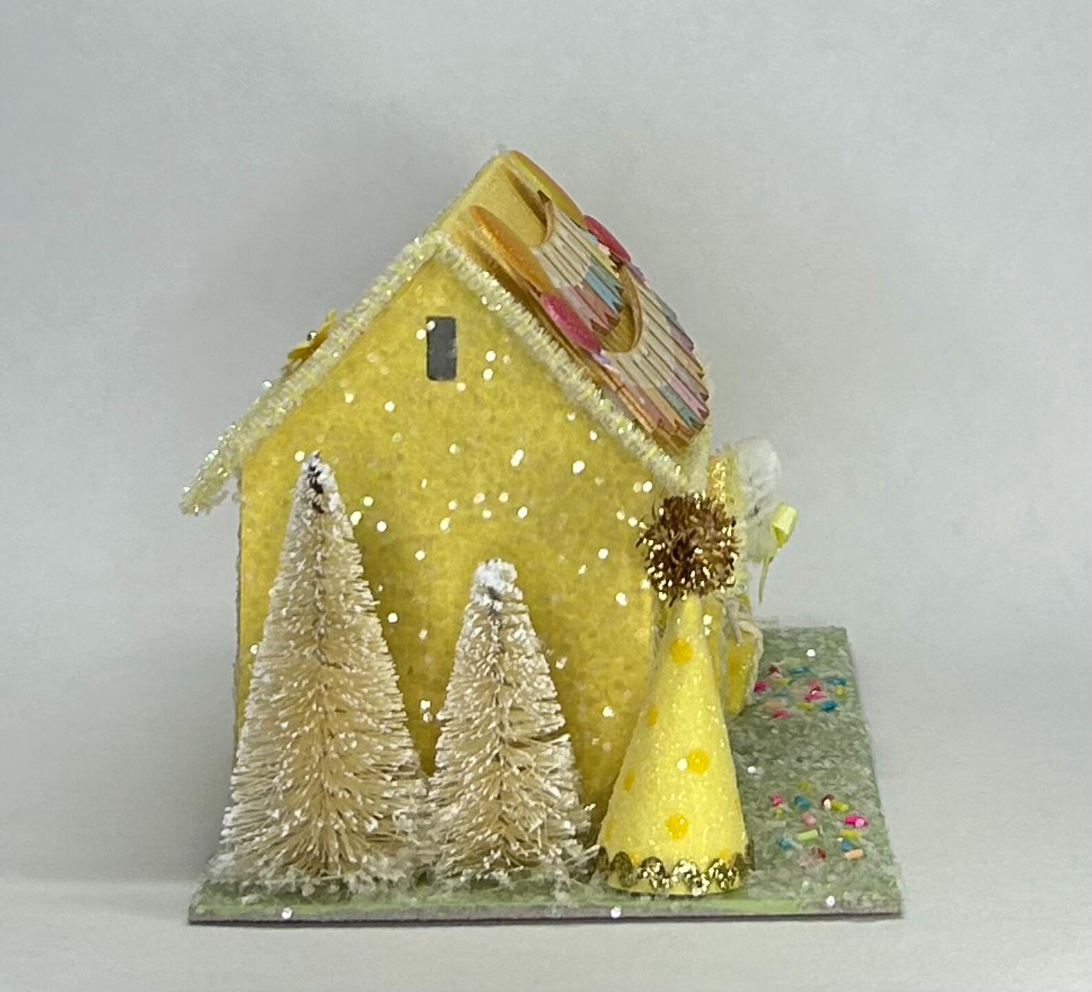 Happy Birthday 'happy Sunny Day' Display Glitter Putz House - Etsy