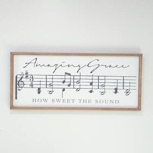 Amazing Grace Sign, Wall Decor, Wood, Music Notes, Large Wood Sign ...