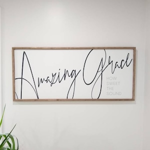 Amazing Grace Sign, Large Sign, Amazing Grace, Wood Sign, Wall Hanging ...