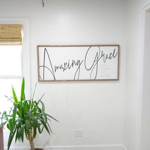 Amazing Grace Sign, Large Sign, Amazing Grace, Wood Sign, Wall Hanging ...
