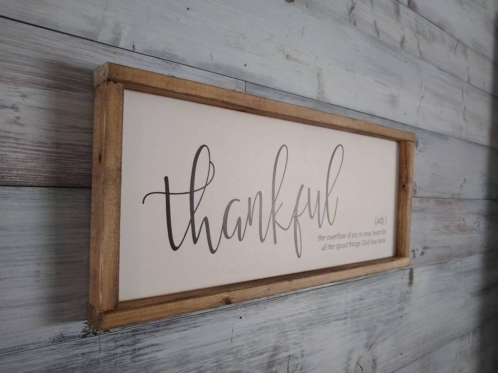 Thankful Sign, Give Thanks, Wooden, Wall Decor, Home, Blessed, Thankful ...