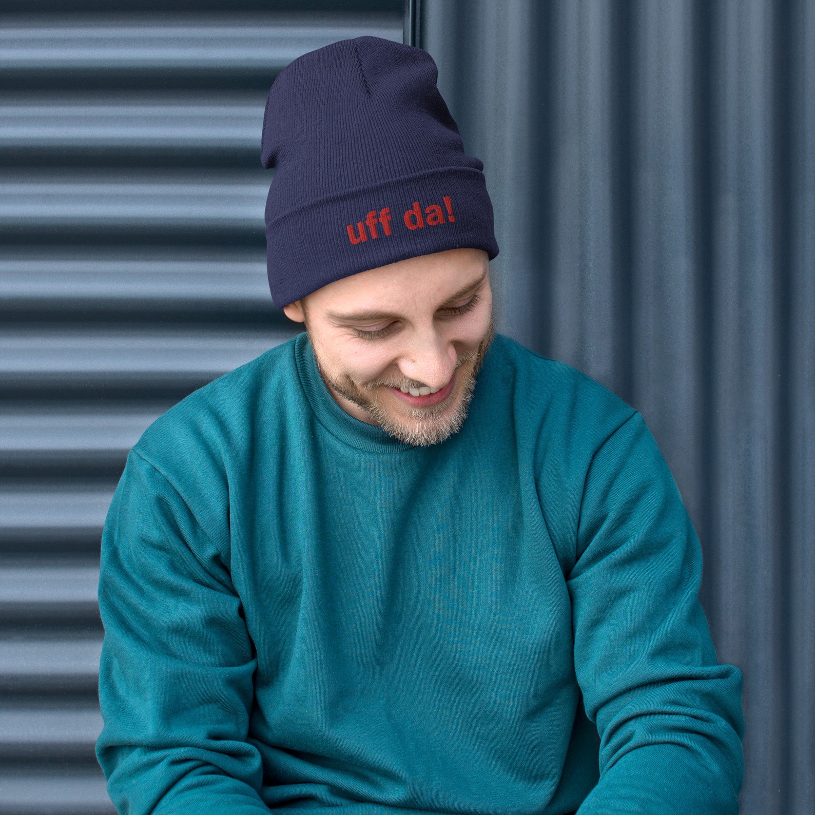 Uff Da Beanie Winter Hat Embroidered Norwegian Gift Norway Cotton ...