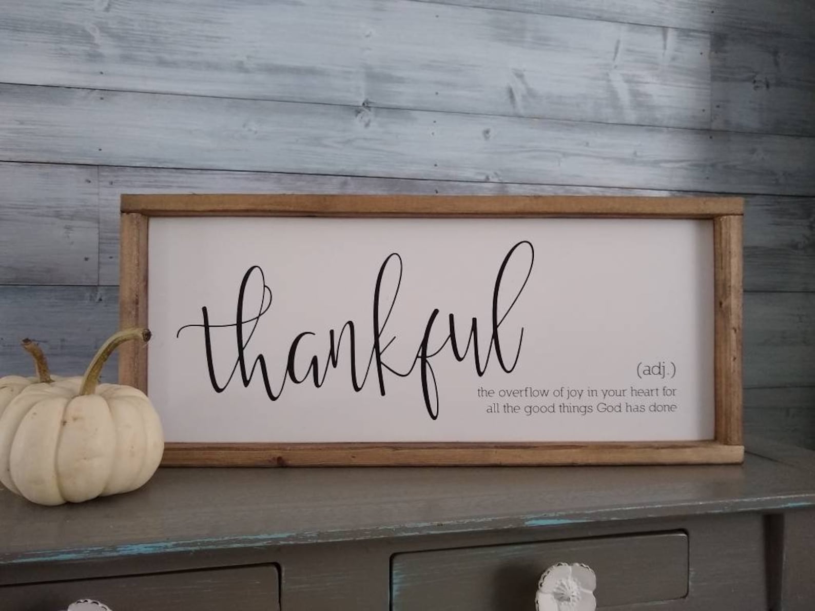 Thankful Sign Give Thanks Wooden Wall Decor Home Blessed | Etsy