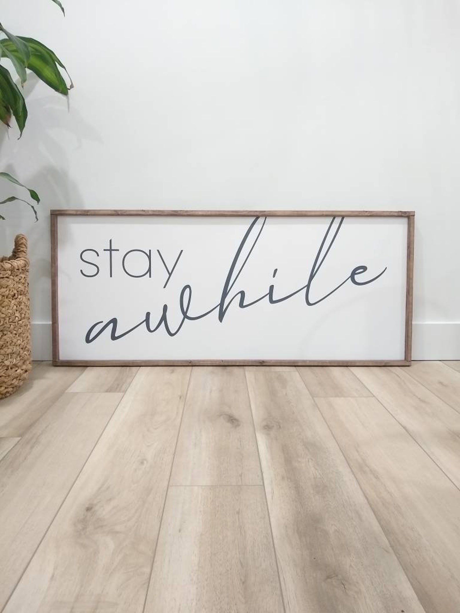 Stay Awhile Large Wooden Sign Entryway Welcome Mudroom - Etsy
