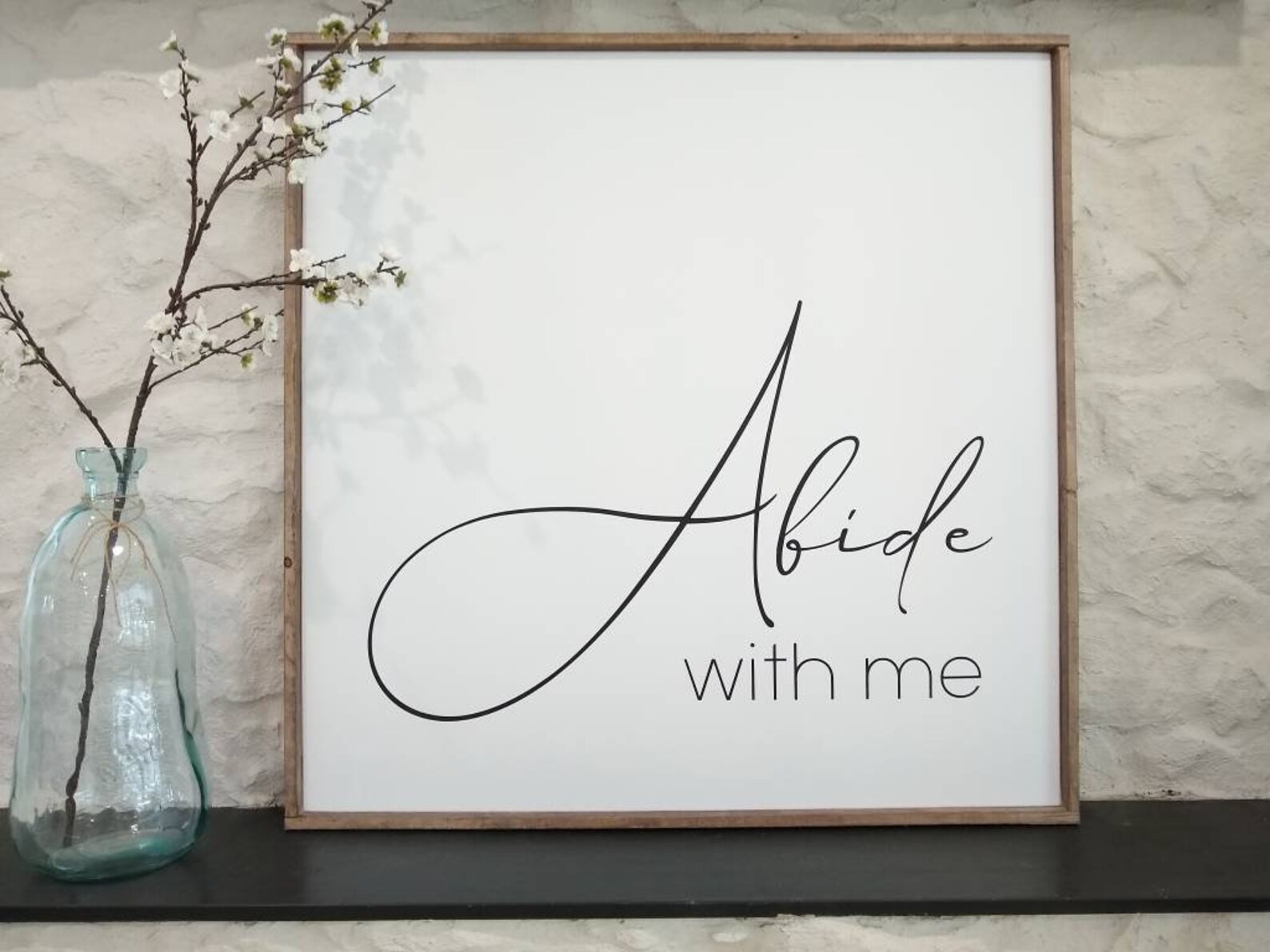 Abide With Me Sign Abide Wall Art Large Wood Sign Hymn | Etsy