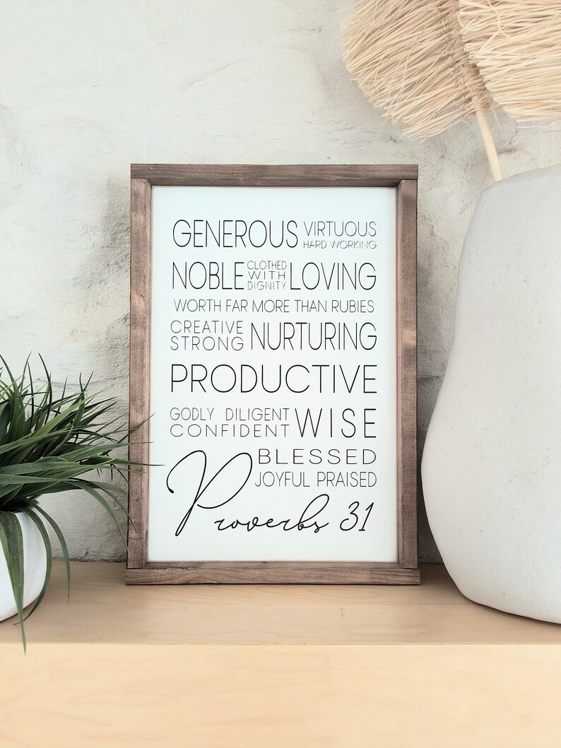 Proverbs 31 Sign Verse Bible Scripture Mother's Day Bedroom Room Pray ...