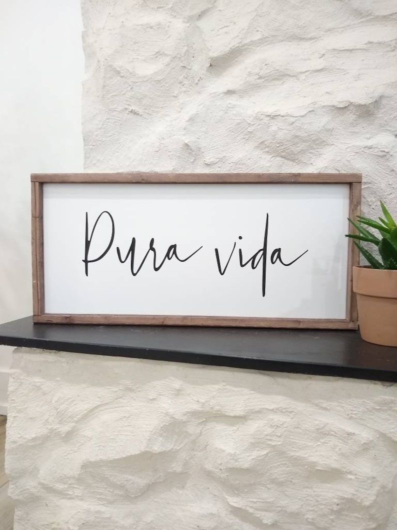 Pura Vida Sign Costa Rican Español Travel Decor Spanish Mexican Spain ...