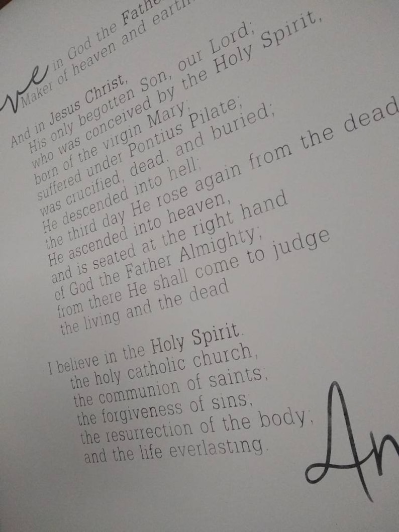 Apostles' Creed Sign Bible Verse sign Church Art Pastor | Etsy