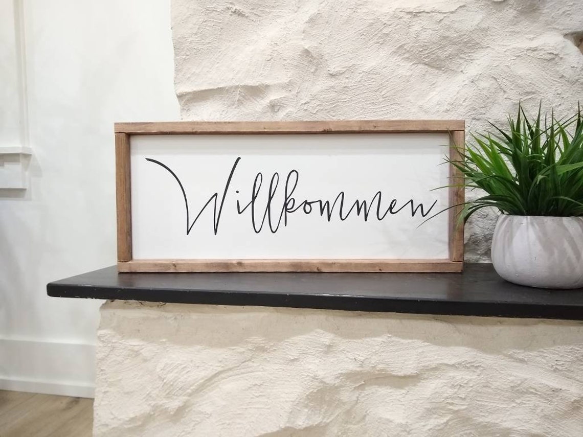 Germany Welcome Sign Willkommen German Gift Home Decor Wooden | Etsy