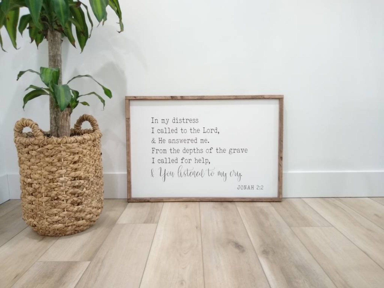 Jonah 2 Large Wood Sign, in My Distress, He Listened, Bible Verse ...