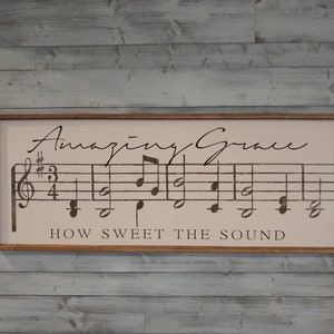 Amazing Grace Sign, Wall Decor, Wood, Music Notes, Large Wood Sign ...