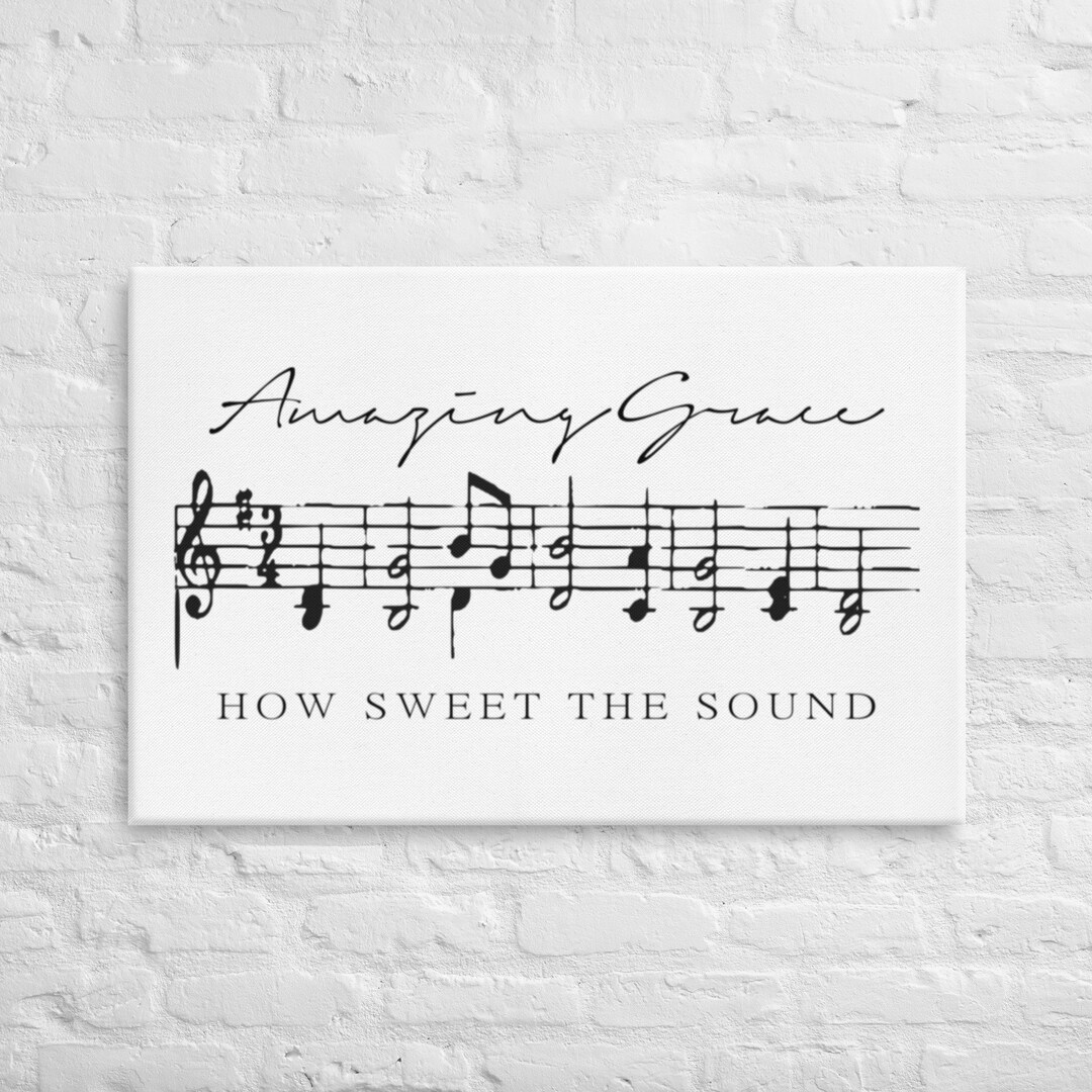Amazing Grace on Canvas Music Room Notes Christian Hymn Song Piano Art ...