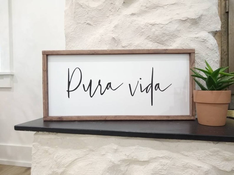 Pura Vida Sign Costa Rican Español Travel Decor Spanish Mexican Spain ...