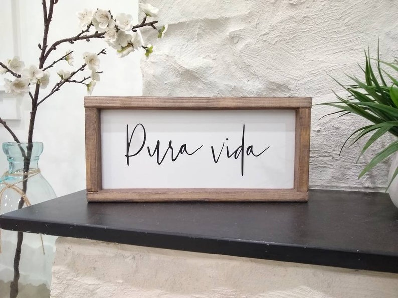 Pura Vida Sign Costa Rican Español Travel Decor Spanish Mexican Spain ...
