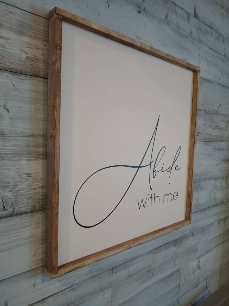 Abide with me sign abide wall art Large Wood Sign hymn | Etsy