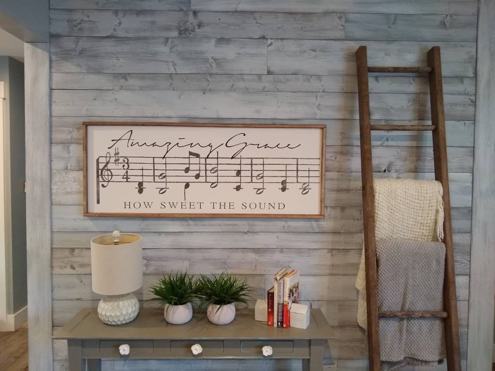 Amazing Grace Sign Wall Decor Wood Music Notes Large Wood | Etsy
