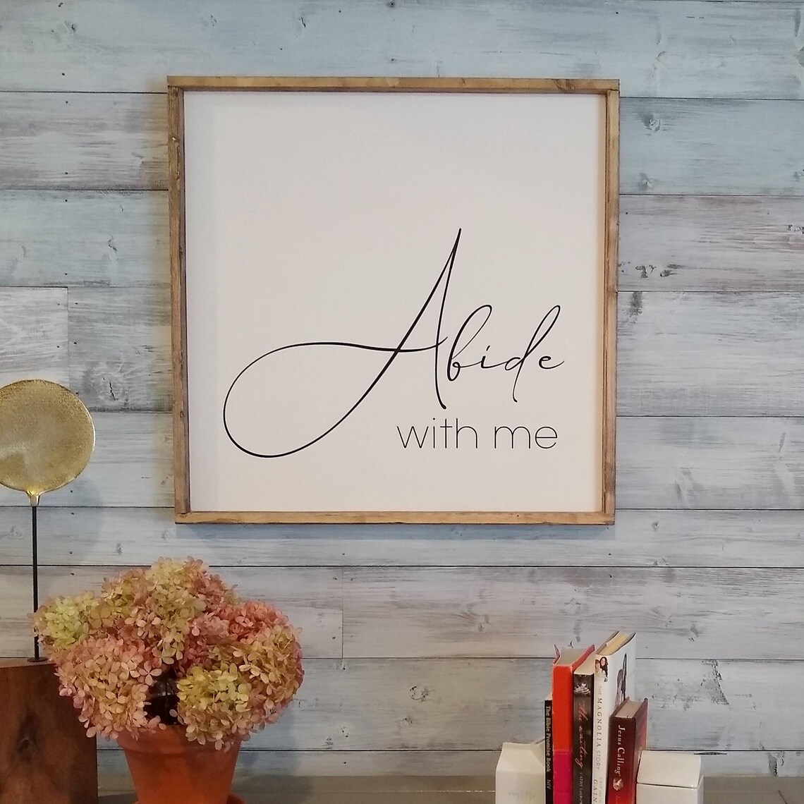 Abide With Me Sign Abide Wall Art Large Wood Sign Hymn | Etsy