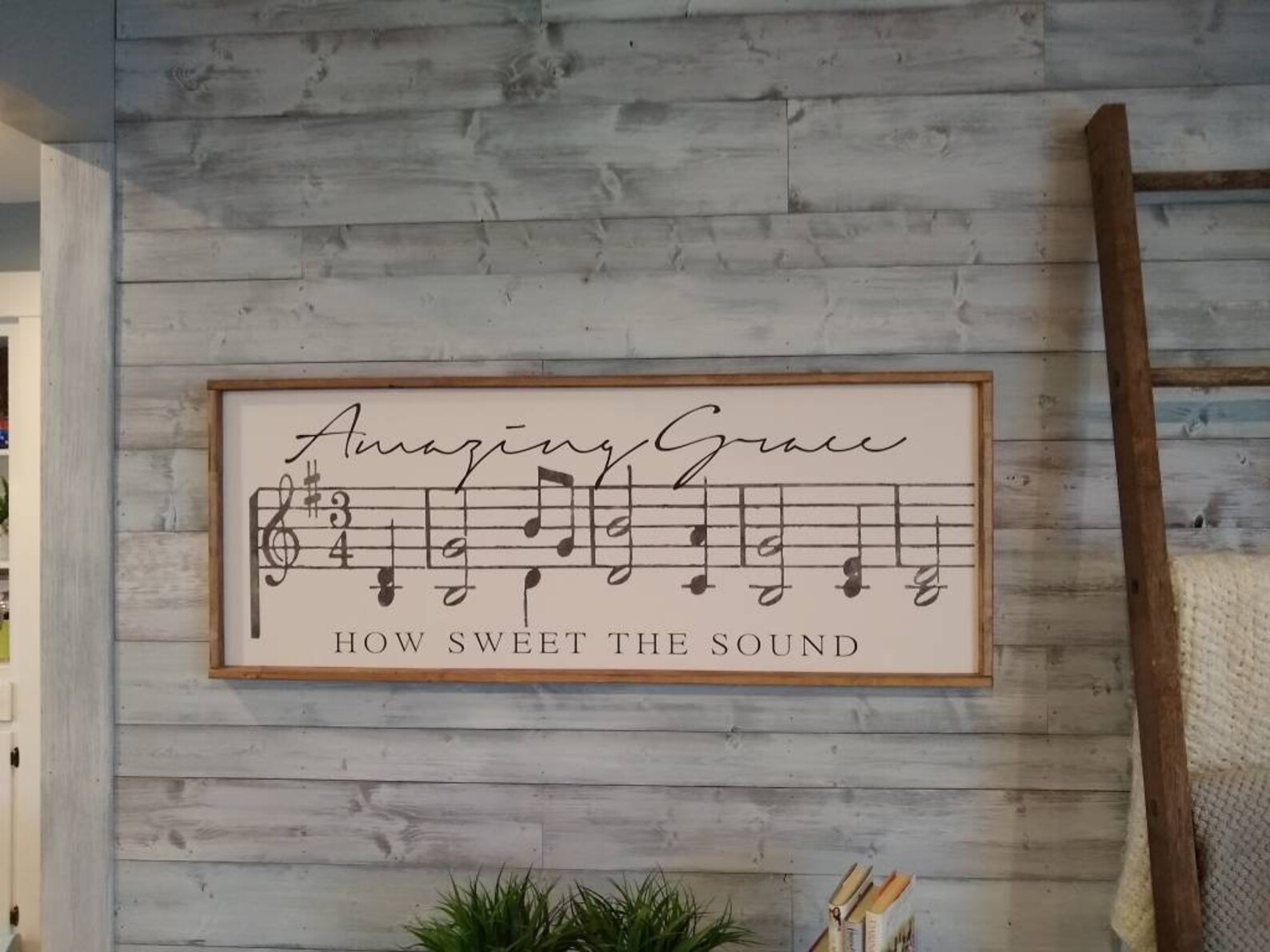Amazing Grace Sign Wall Decor Wood Music Notes Large Wood | Etsy
