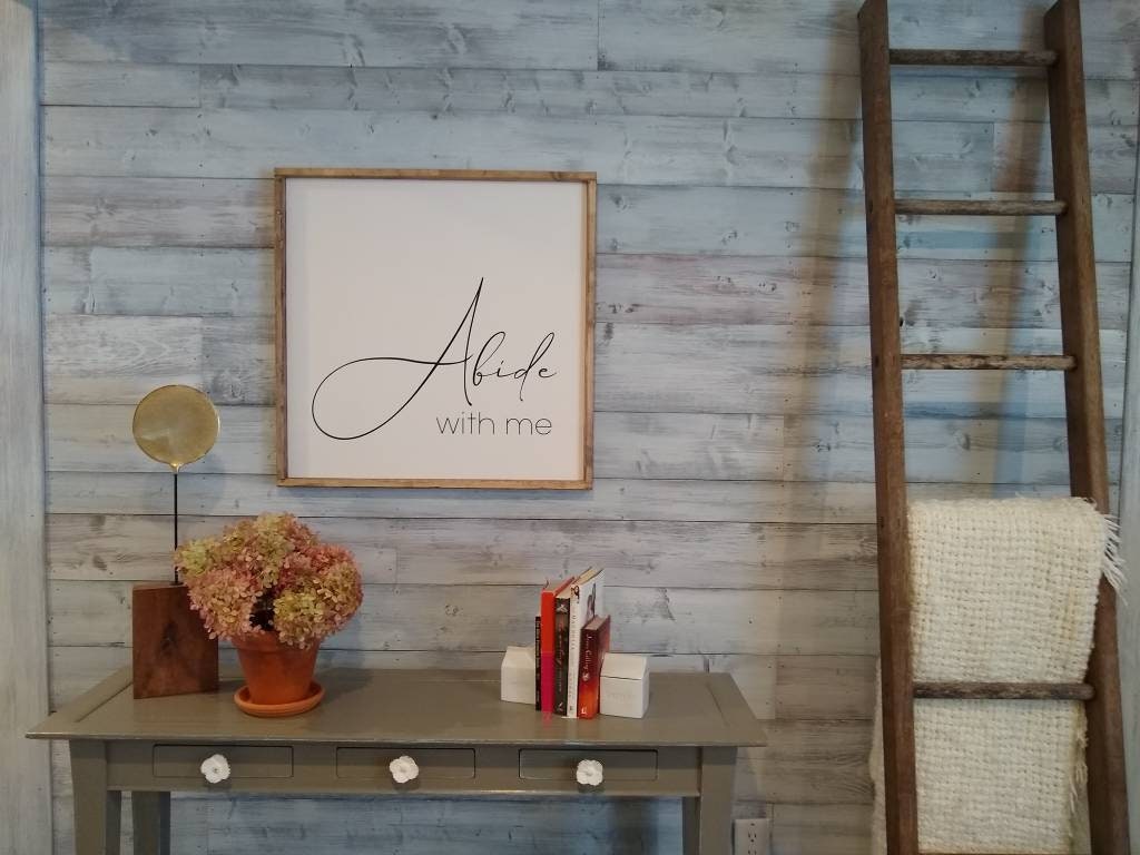 Abide With Me Sign Abide Wall Art Large Wood Sign Hymn | Etsy