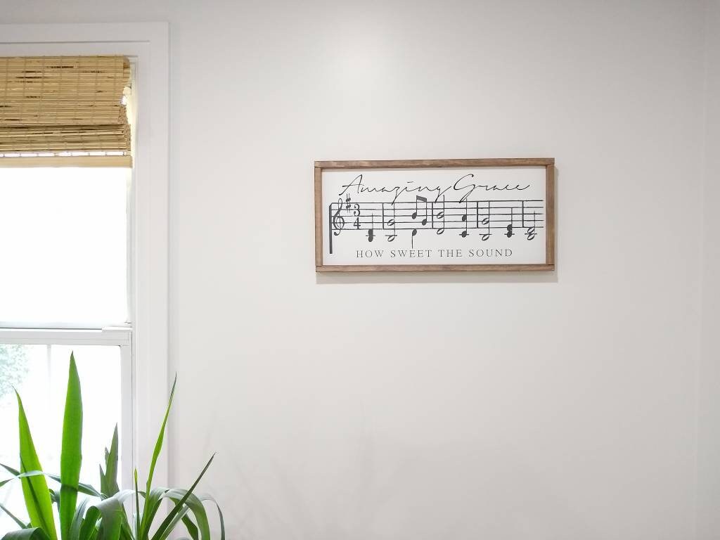 Amazing Grace Sign Wall Decor Wood Music Notes Large Wood | Etsy