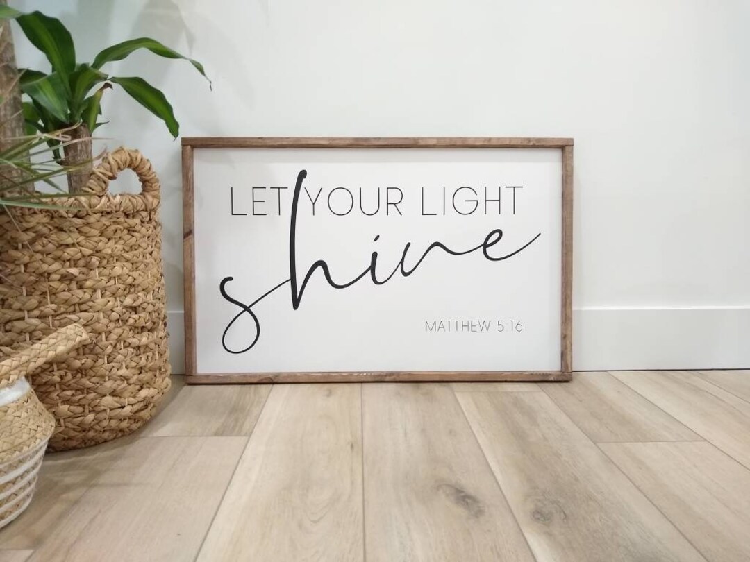 Let Your Light Shine, Large Wood Sign, Home Decor, Wall Hanging, Bible ...
