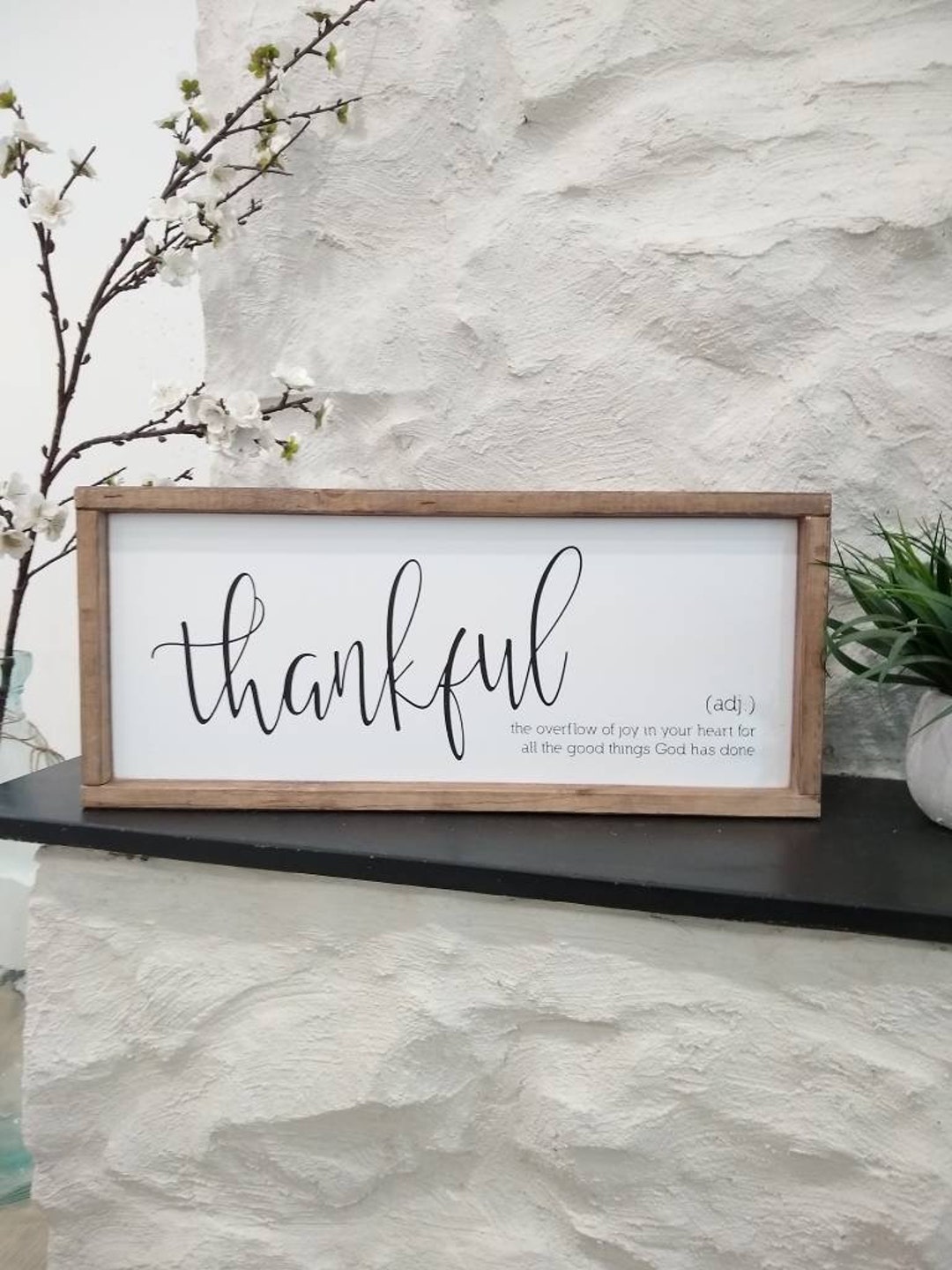 Thankful Sign, Give Thanks, Wooden, Wall Decor, Home, Blessed, Thankful ...