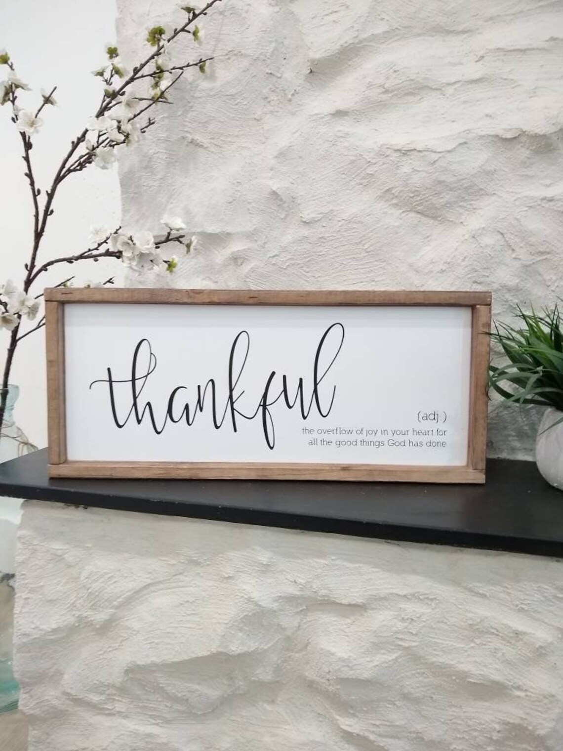 Thankful Sign Give Thanks Wooden Wall Decor Home Blessed | Etsy