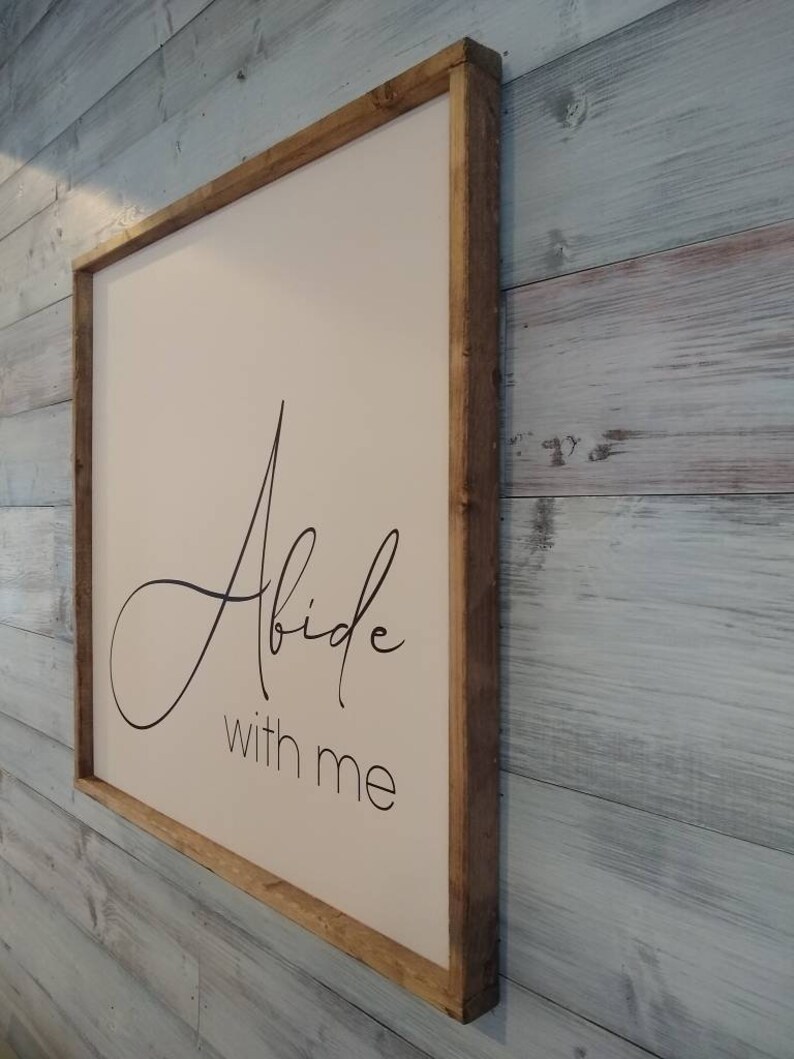 Abide with me sign abide wall art Large Wood Sign hymn | Etsy