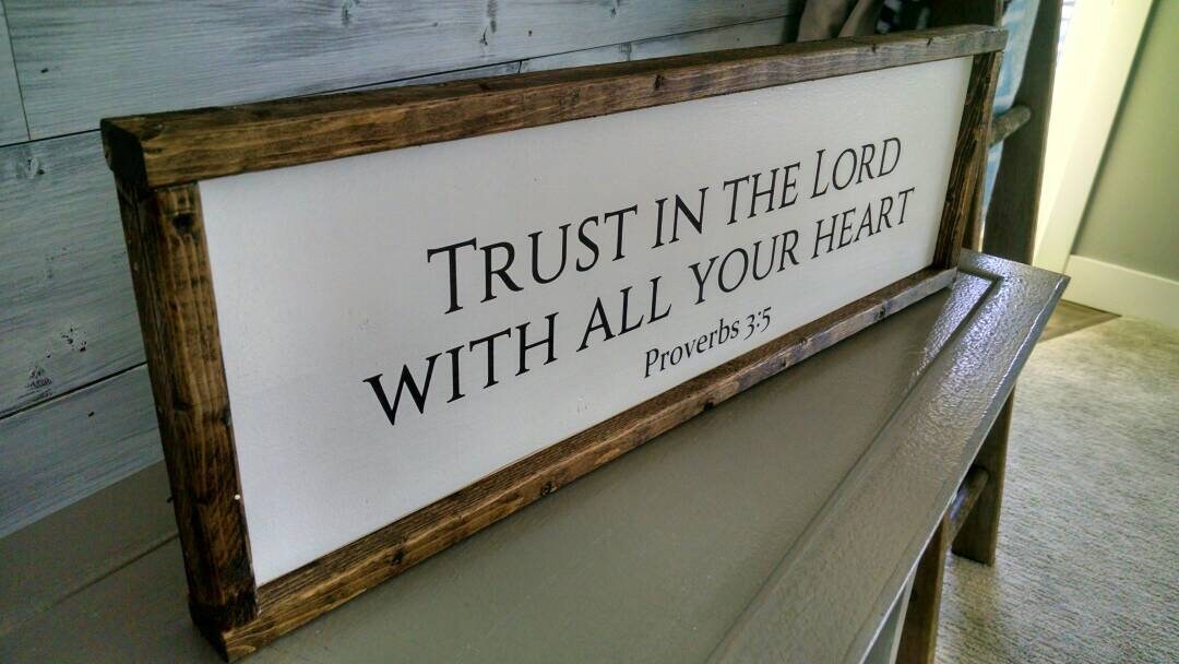 Trust in the Lord Sign, Proverbs, With All Your Heart, Wood Sign ...